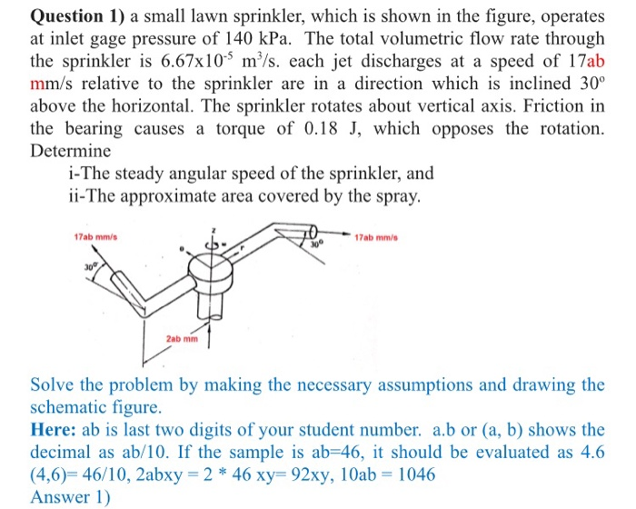 Solved Question 1) a small lawn sprinkler, which is shown in | Chegg.com