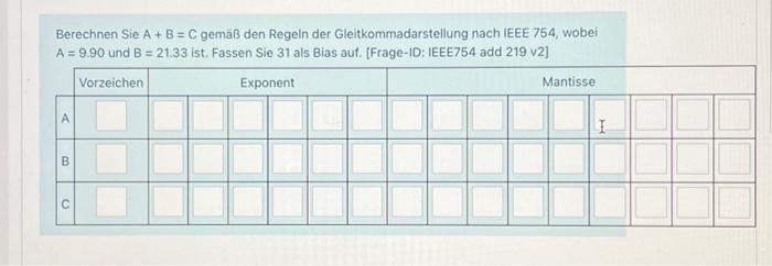 Solved Calculate A + B = C according to the IEEE 754 | Chegg.com