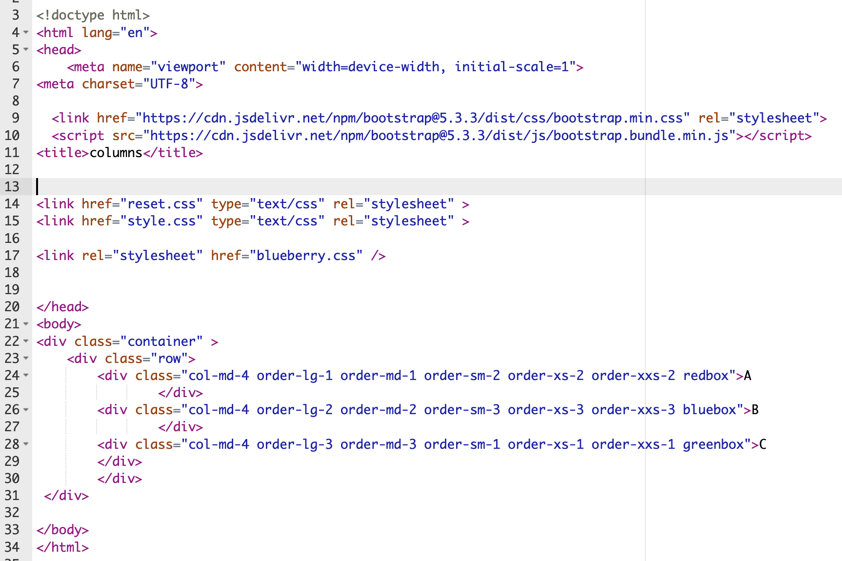 Solved Hi I am trying to reorder columns in bootstrap for | Chegg.com
