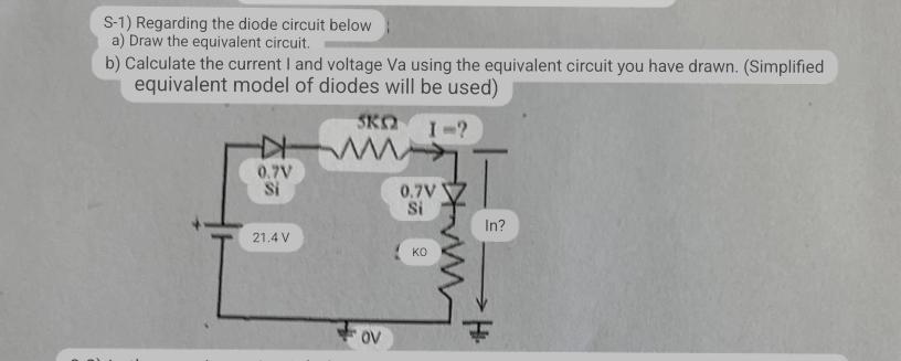Solved S-1) ﻿Regarding the diode circuit belowa) ﻿Draw the | Chegg.com
