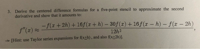 Solved 3. Derive the centered difference formulas for a | Chegg.com