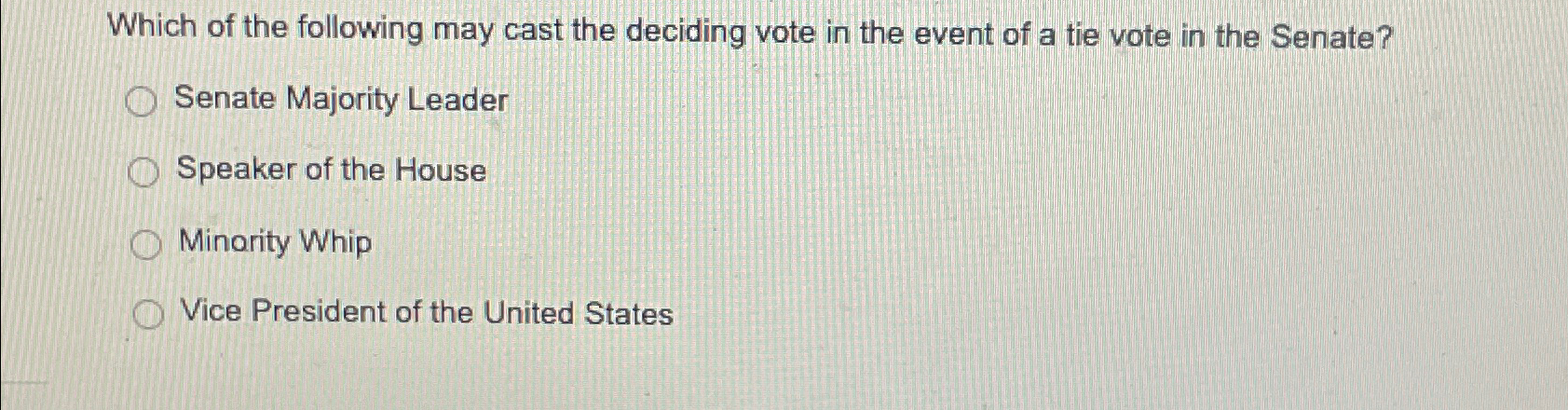 Solved Which of the following may cast the deciding vote in | Chegg.com