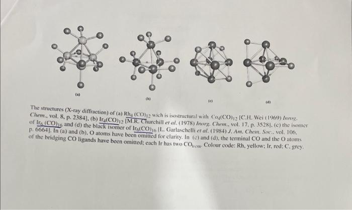 Solved The structures (X-ray diffraction) of (a) Rhy (CO12 | Chegg.com