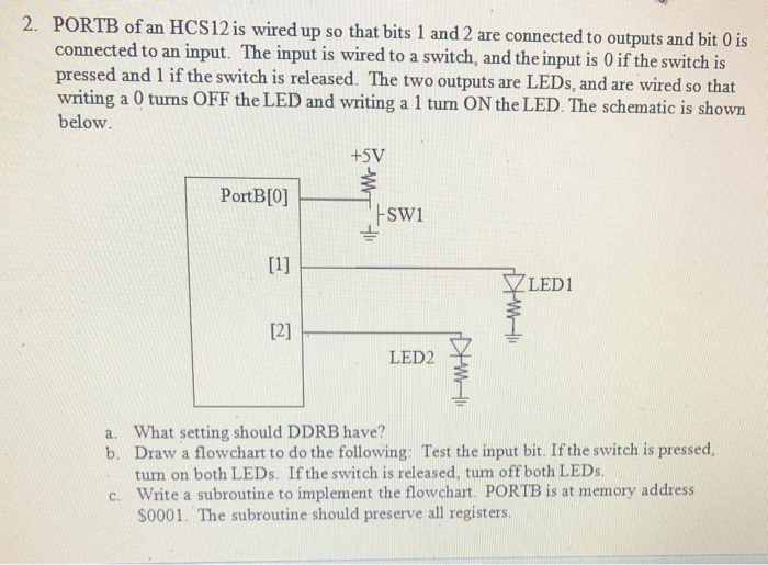 Solved 2. PORTB of an HCS12 is wired up so that bits 1 and 2 | Chegg.com