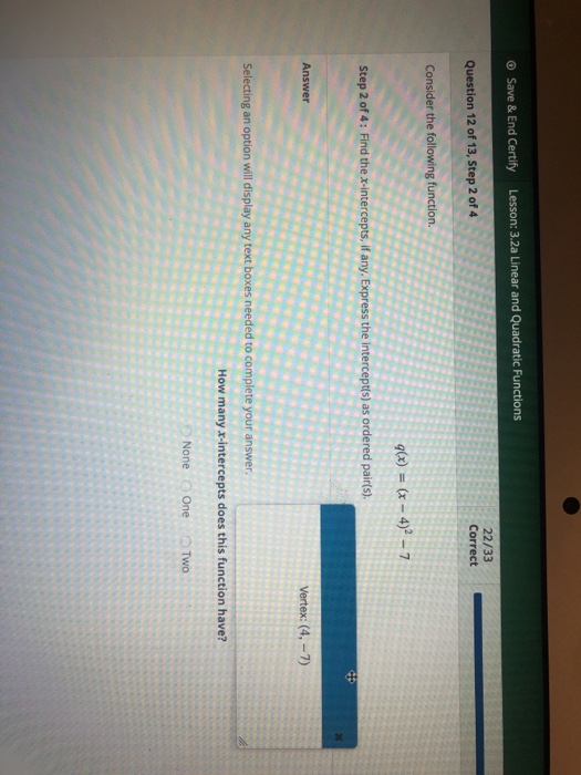 Solved © Save & End Certify Lesson: 3.2a Linear and | Chegg.com