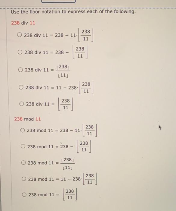 Solved Use the floor notation to express each of the | Chegg.com