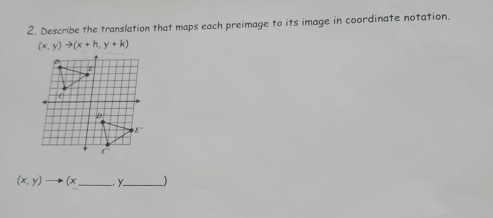 Solved Describe The Translation That Maps Each Preimage To