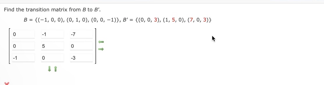 Solved Find the transition matrix from B ﻿to | Chegg.com