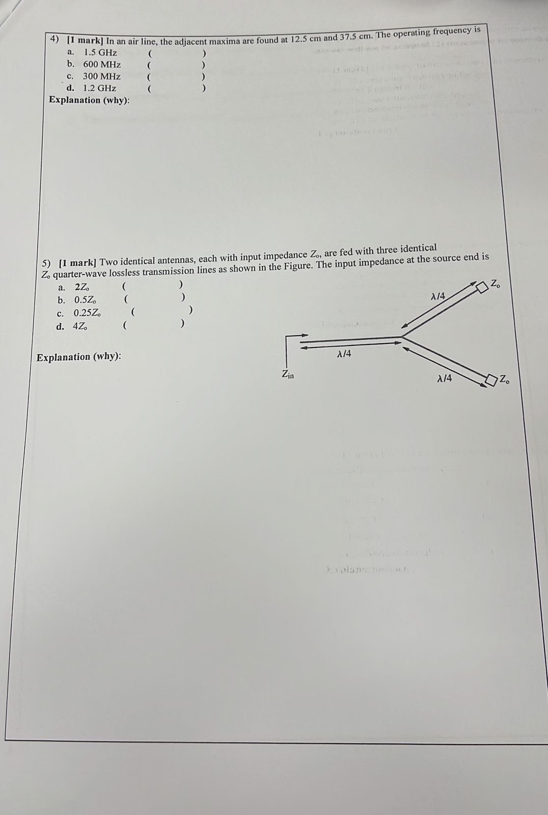 Solved [1 ﻿mark] ﻿In an air line, the adjacent maxima are | Chegg.com