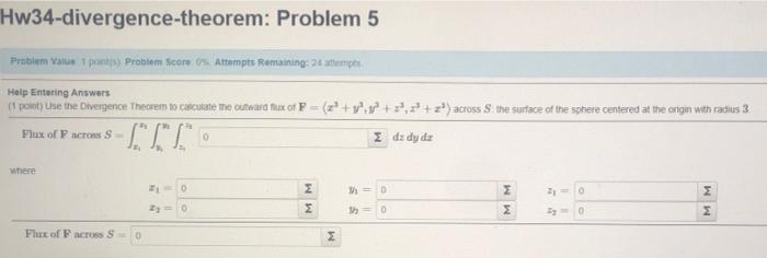 Solved Hw34-divergence-theorem: Problem 5 Problem Value 1 | Chegg.com