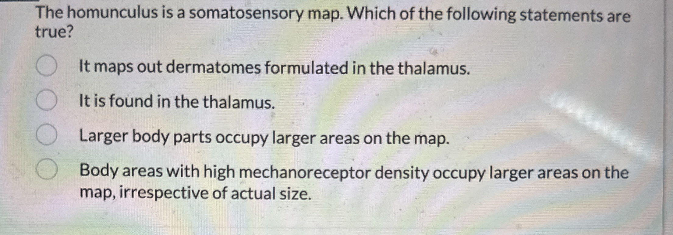 The homunculus is a somatosensory map. Which of the | Chegg.com