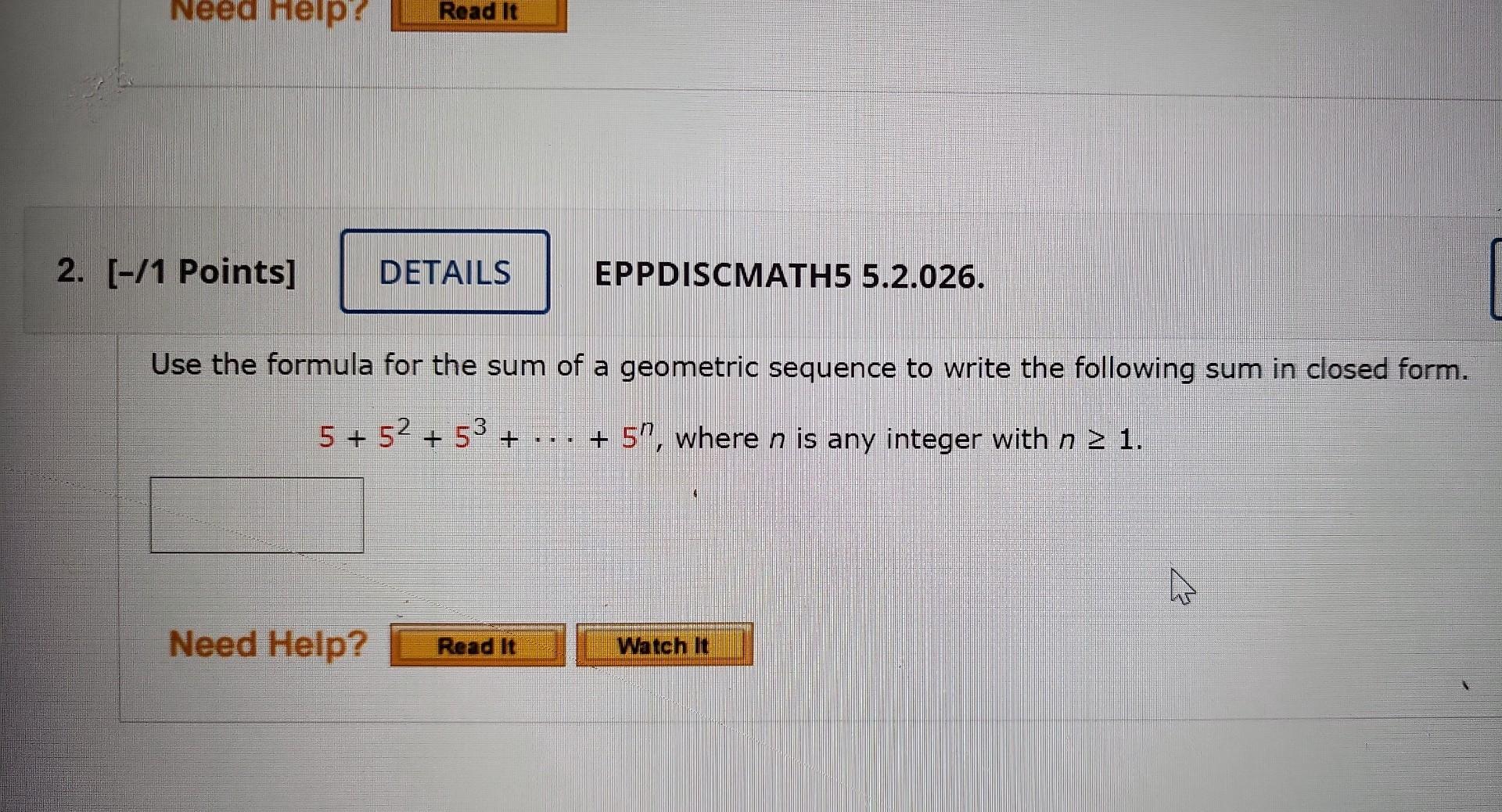 Solved EPPDISCMATH5 5.2.026. Use the formula for the sum of | Chegg.com