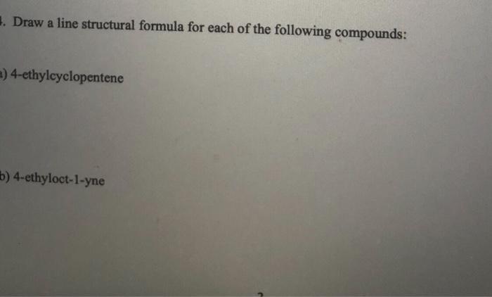 Solved Draw a line structural formula for each of the | Chegg.com