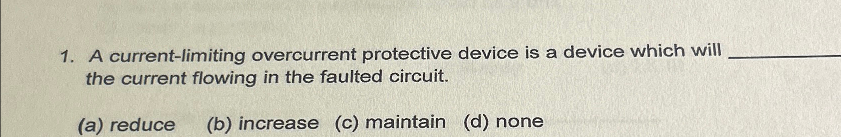 Solved A current-limiting overcurrent protective device is a | Chegg.com
