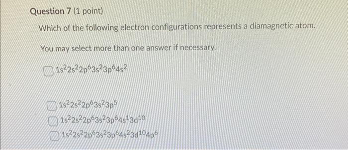 Solved Which of the following electron configurations | Chegg.com