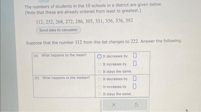 Solved The numbers of students in the 10 schools in a | Chegg.com