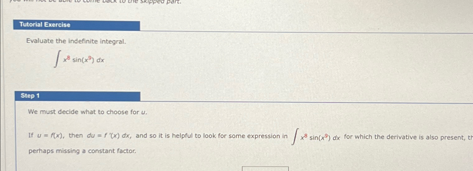 Solved Tutorial ExerciseEvaluate the indefinite | Chegg.com