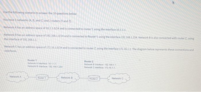 Solved Use the following scenario to answer the 10 questions | Chegg.com