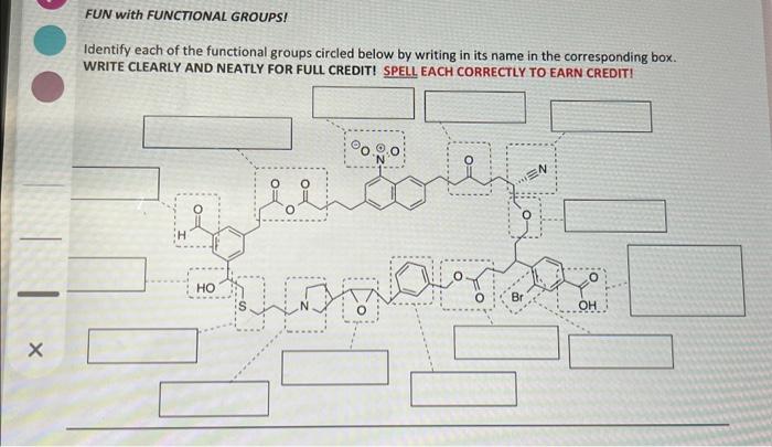 Solved FUN with FUNCTIONAL GROUPS! Identify each of the | Chegg.com