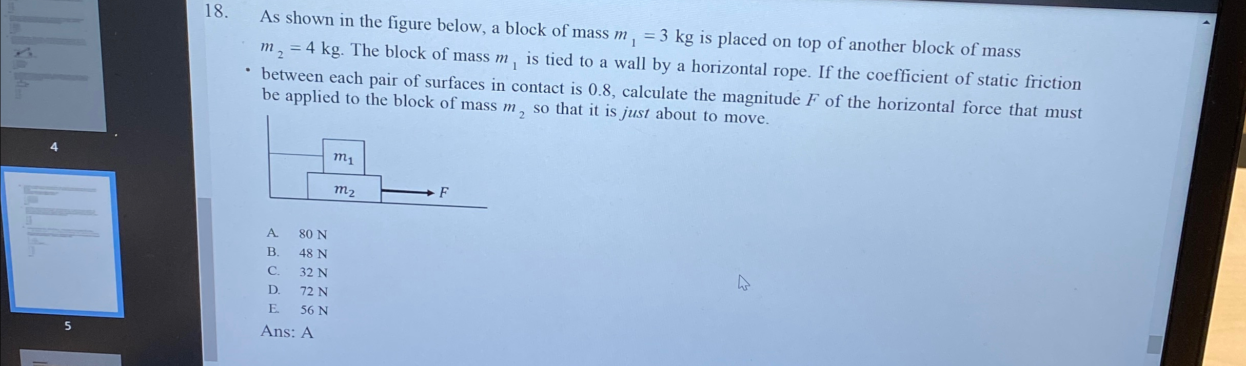 Solved As shown in the figure below, a block of mass m1=3kg | Chegg.com