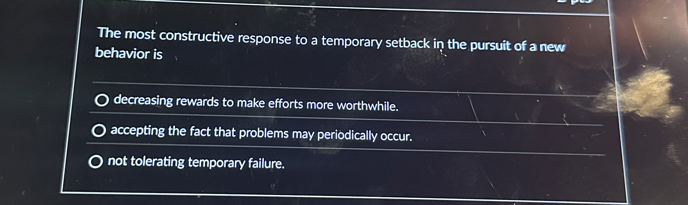 Solved The most constructive response to a temporary setback | Chegg.com