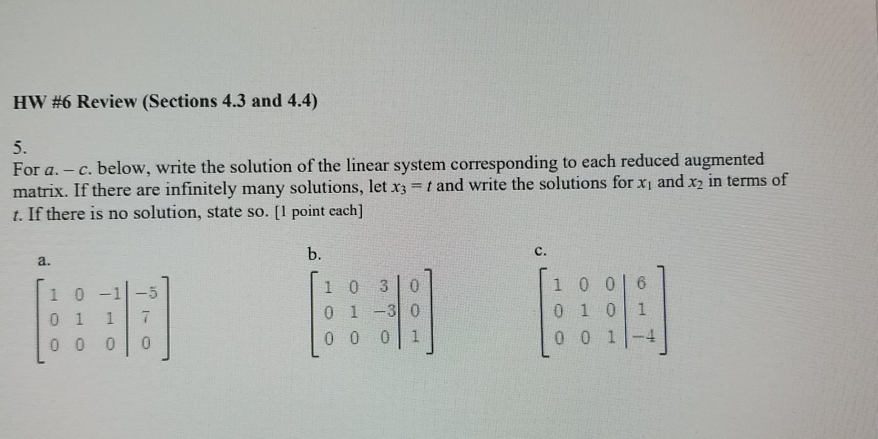 Solved HW #6 Review (Sections 4.3 and 4.4) 5. For a. - c. | Chegg.com