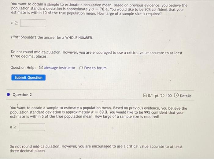 Solved You want to obtain a sample to estimate a population | Chegg.com