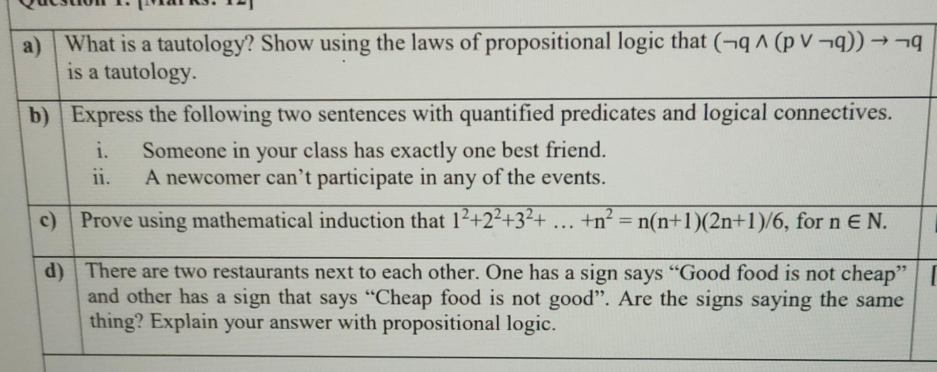 Solved a) What is a tautology? Show using the laws of | Chegg.com