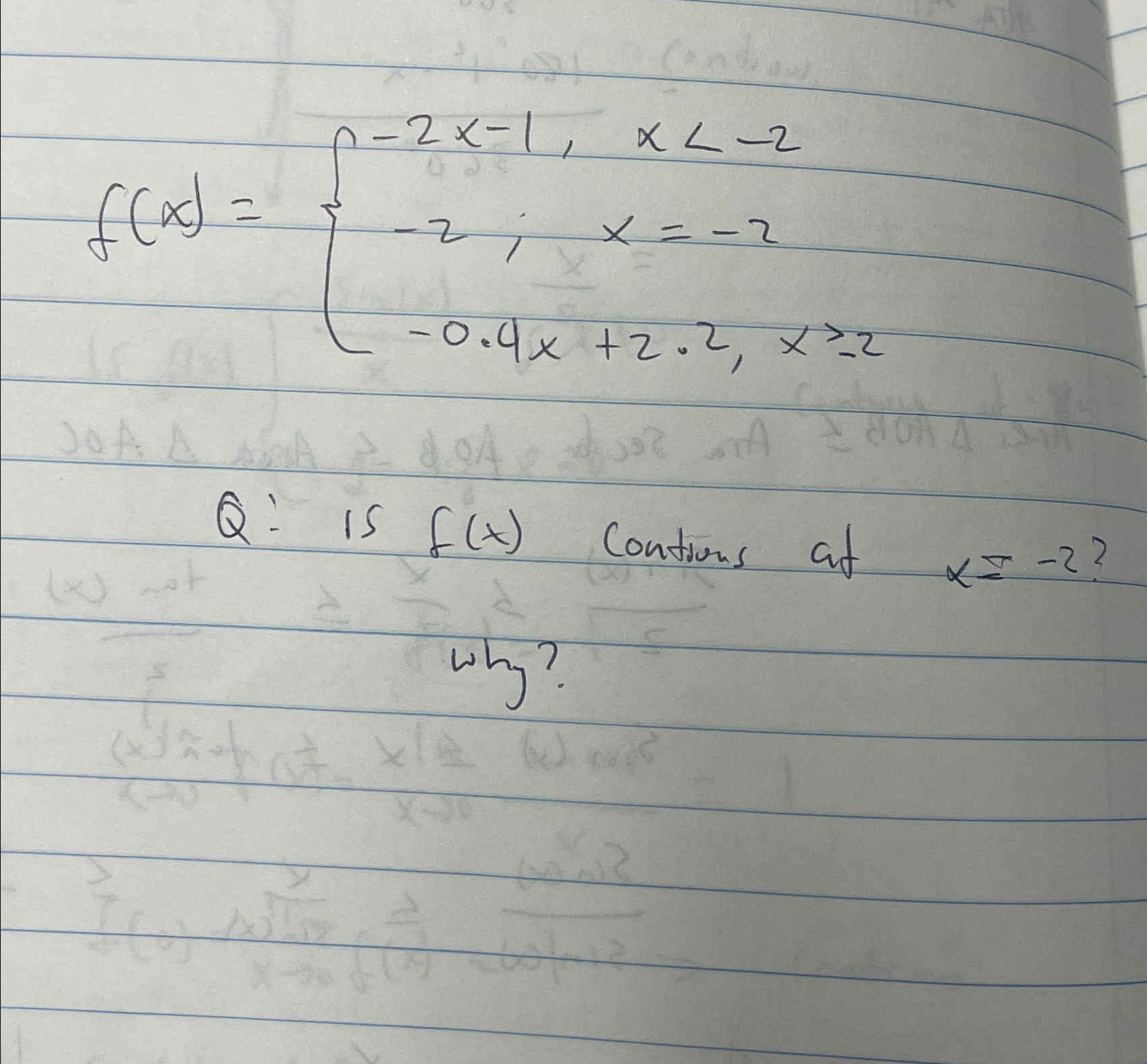 Solved f(x)={-2x-1,x