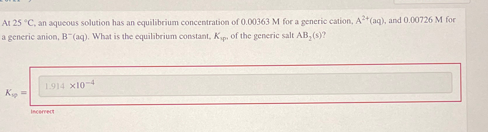 Solved At 25°C, ﻿an aqueous solution has an equilibrium | Chegg.com
