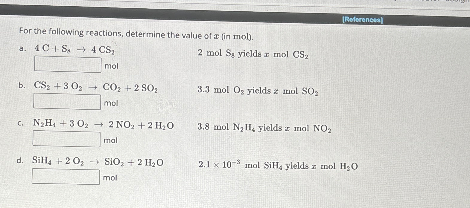 Solved [References]For the following reactions, determine | Chegg.com