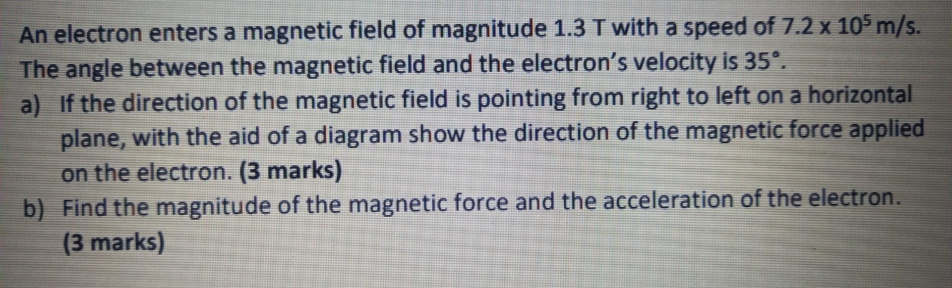 Solved An electron enters a magnetic field of magnitude 1.3 | Chegg.com