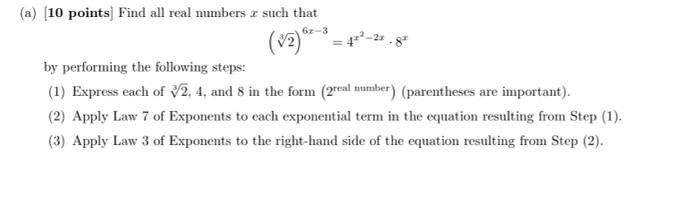Solved Find all real numbers x such that √3 2 6x−3= 4x2−2x· | Chegg.com