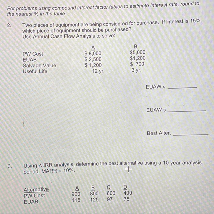 Solved For problems using compound interest factor tables to | Chegg.com