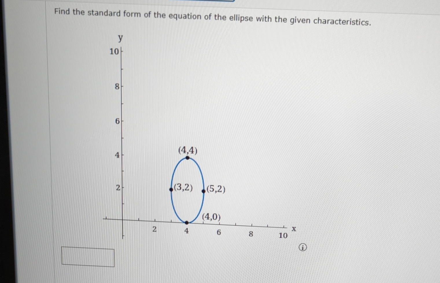 Solved Find the standard form of the equation of the ellipse | Chegg.com