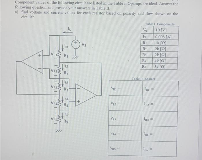 Solved Component values of the following circuit are listed | Chegg.com