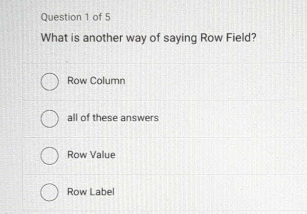 Solved Question 1 ﻿of 5What is another way of saying Row | Chegg.com