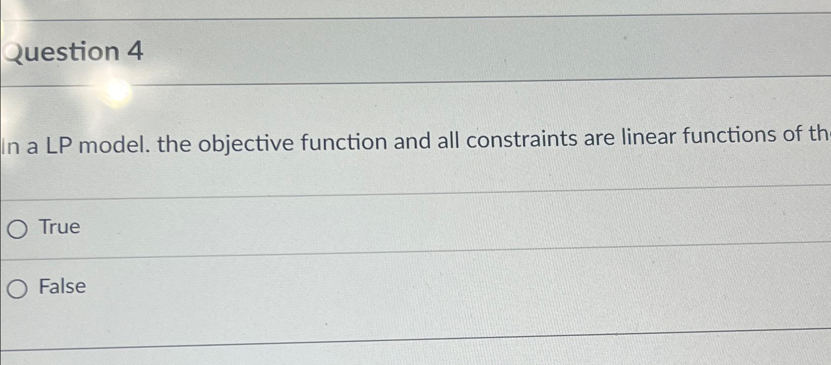 Solved Question 4In a LP model. the objective function and | Chegg.com