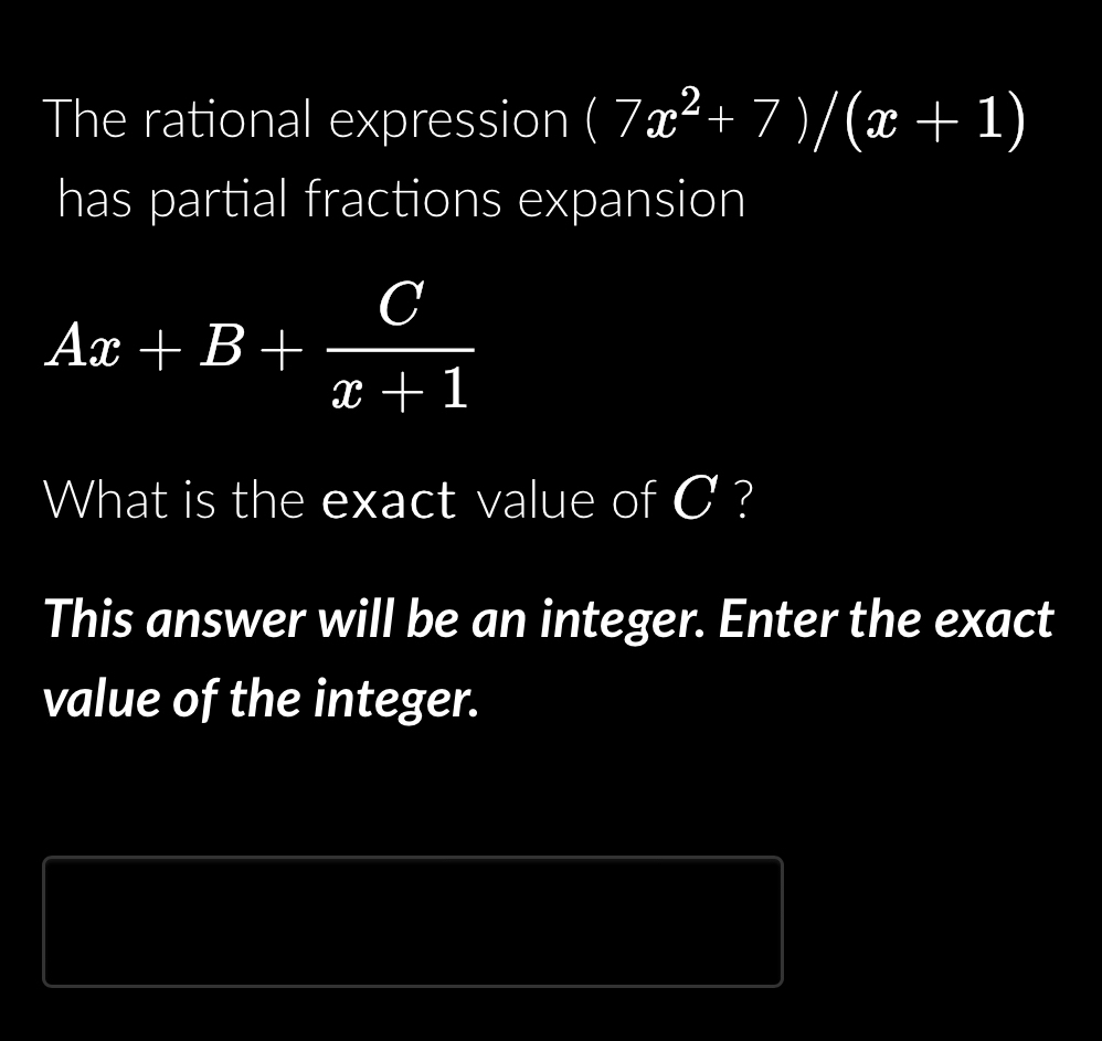 Solved The rational expression 7x2+7x+1 ﻿has partial | Chegg.com
