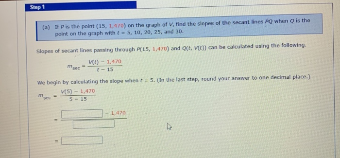 Step 1 (a) If P is the point (15, 1,470) on the graph | Chegg.com