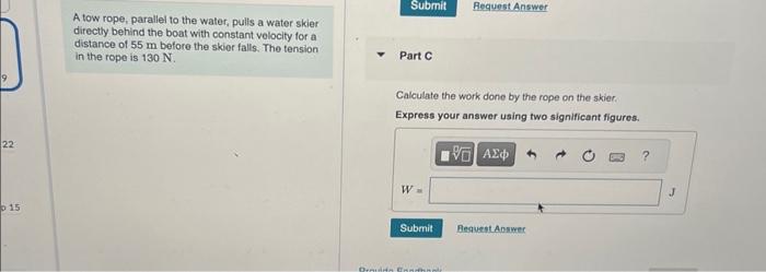 Solved A tow rope, parallel to the water, pulls a water | Chegg.com