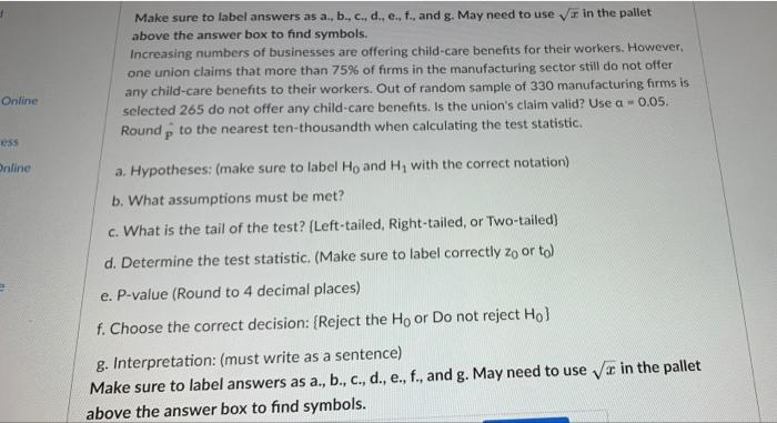 Solved Make sure to label answers as a., b.. c., d., e, f, | Chegg.com