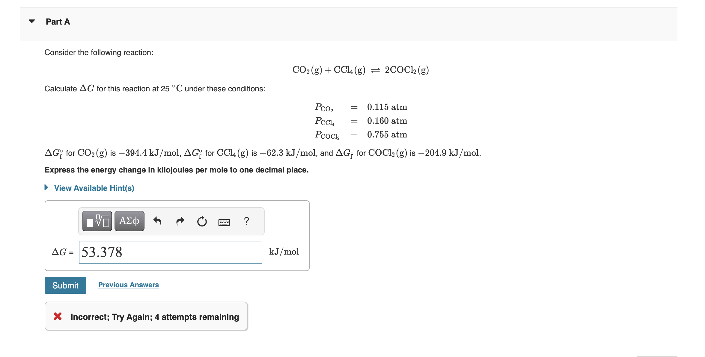 Solved Part AConsider the following | Chegg.com