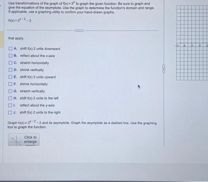 Solved Use transformations of the graph of f(x) = 3* to | Chegg.com