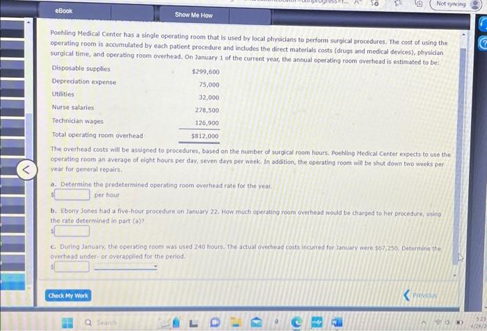 Poehling Medical Center has a single operating room | Chegg.com