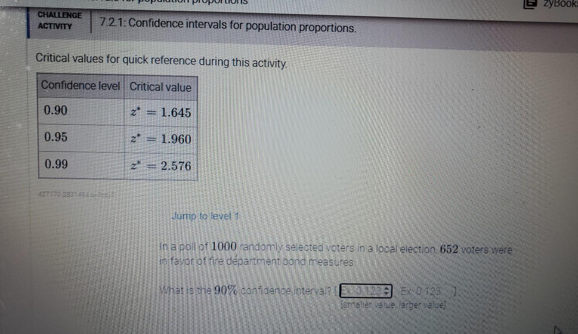 Solved Critical values for quick reference during this | Chegg.com