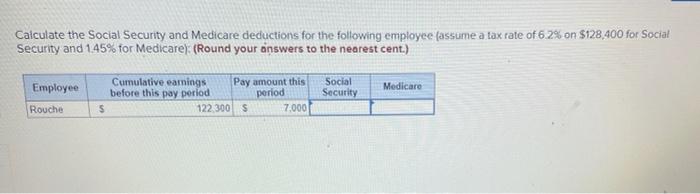 Solved Calculate the Social Security and Medicare deductions | Chegg.com