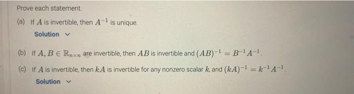 Solved Prove each statement. (a) If A is invertible, then | Chegg.com