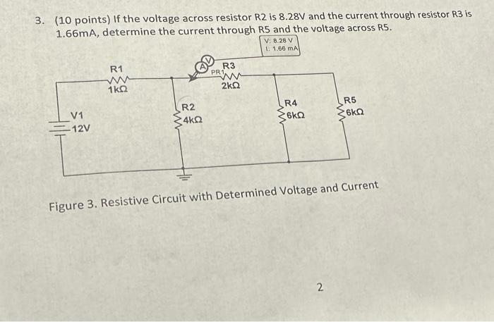 Solved 3. (10 points) If the voltage across resistor R2 is | Chegg.com