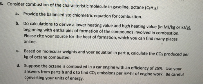 Solved 3. Consider combustion of the characteristic molecule | Chegg.com